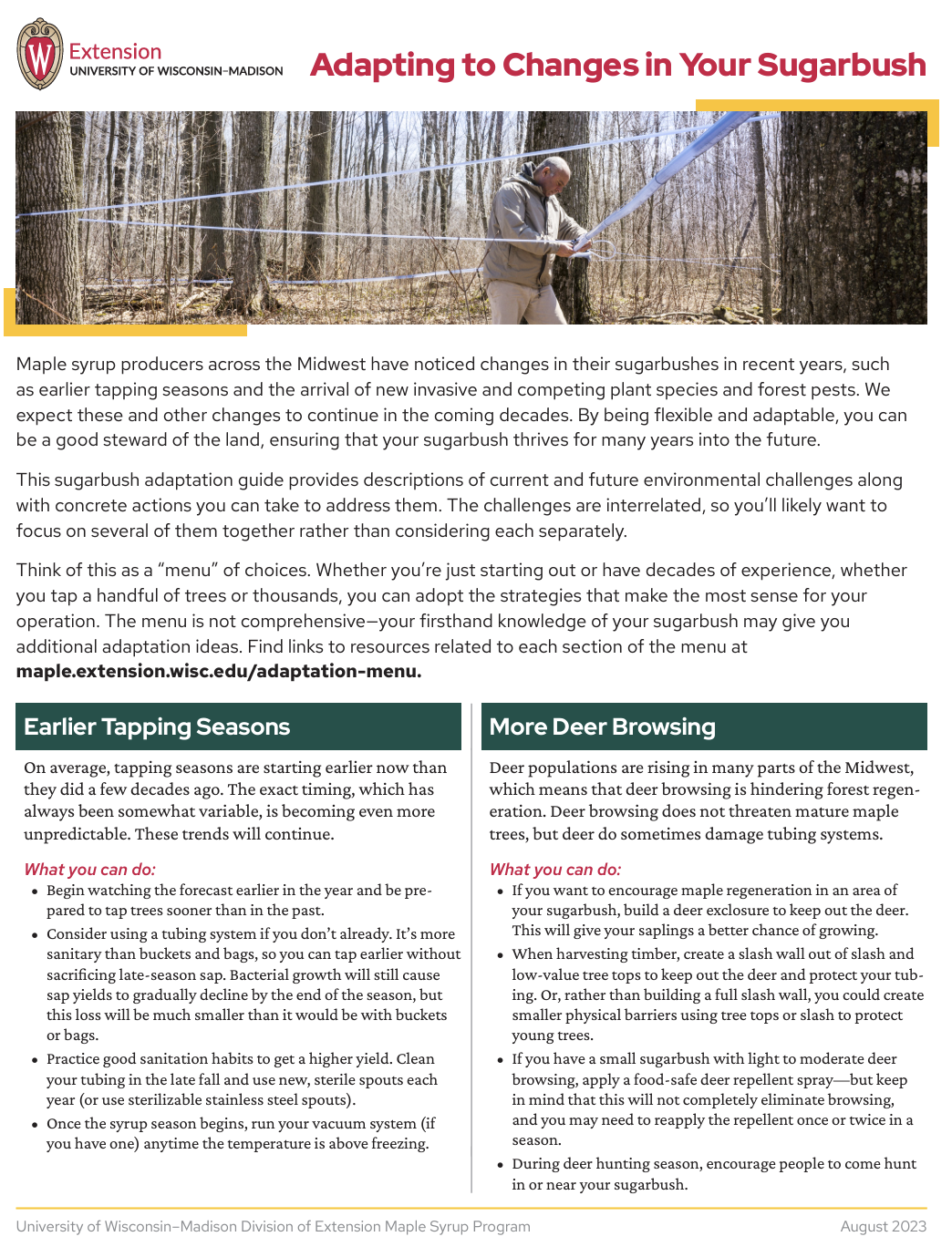 Adapting to Changes in Your Sugarbush - UW-Madison Extension Forestry
